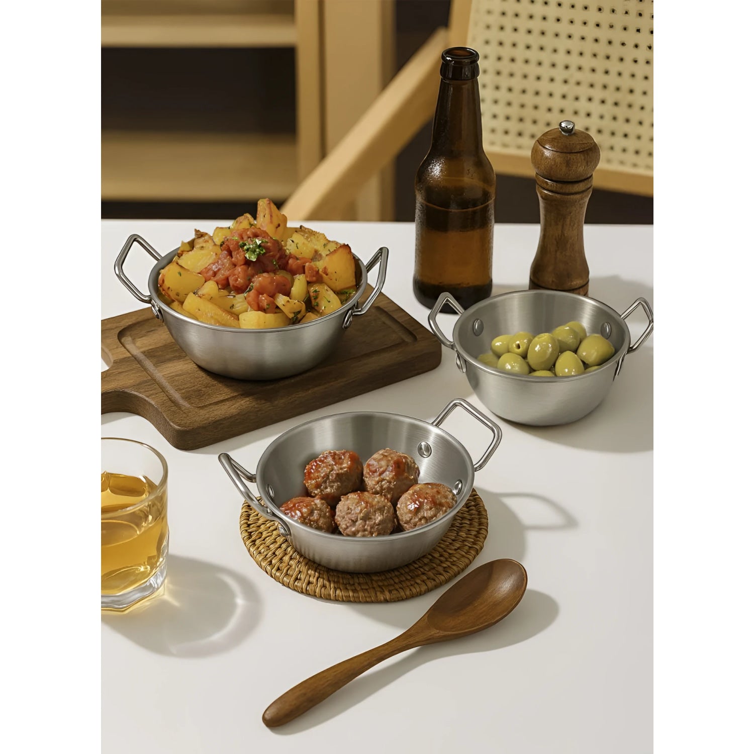 Serving tapas Deep pan Stainless steel 14cm My Bar – THE KINGDOM OF ...